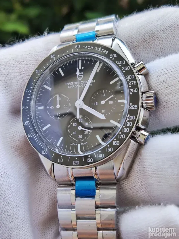 PAGANI DESIGN PD-1701 -Crni- Omega Speedmaster Moonwatch - KupujemProdajem