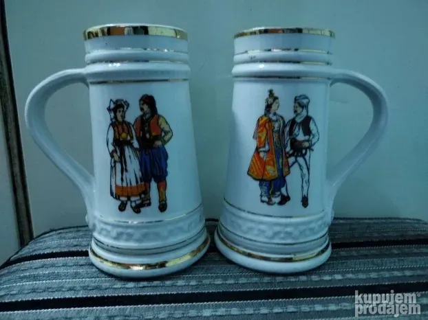 Stare keramičke krigle FOLKLORI SFRJ , proizveo Zaječar - KupujemProdajem