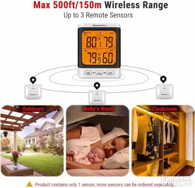 ThermoPro digitalni termometar meteroloska stanica sa spoljn ...