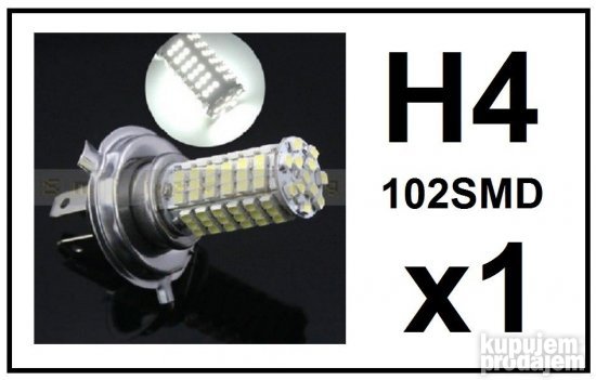 H4 LED Sijalica - 102 SMD diode - 1 kom - KupujemProdajem