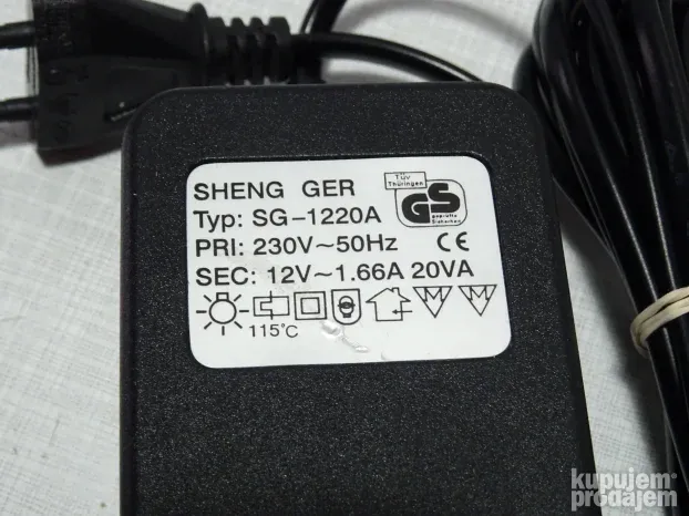 Transformator trafo adapter 12VAC 1,66A 20VA 20W Sheng odlič ...
