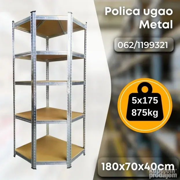POLICE - Polica Ugao Metalne - medijapan 180x70x40cm - KupujemProdajem