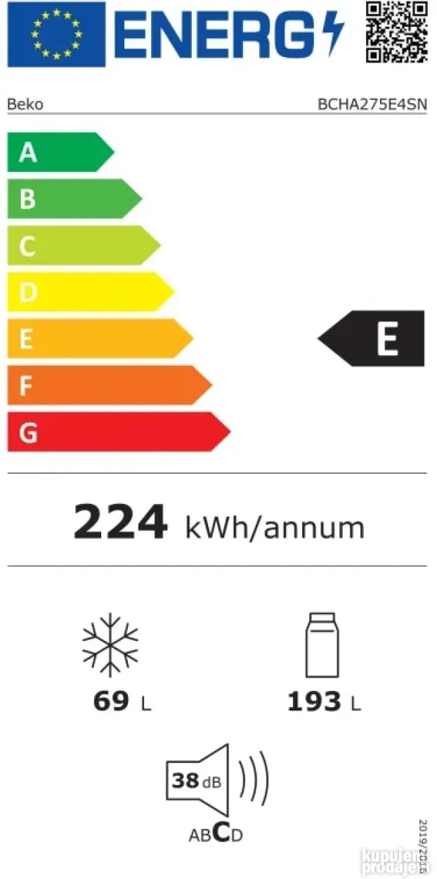 ProSmart inverter ugradni frižider BEKO BCHA275E4SN - KupujemProdajem