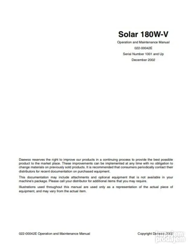 Daewoo Solar 180W-V Uputstvo - KupujemProdajem