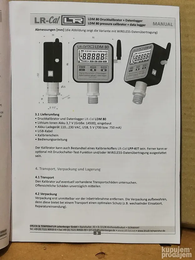 Kalibrator LR-cal LDM-80 50 bara - KupujemProdajem
