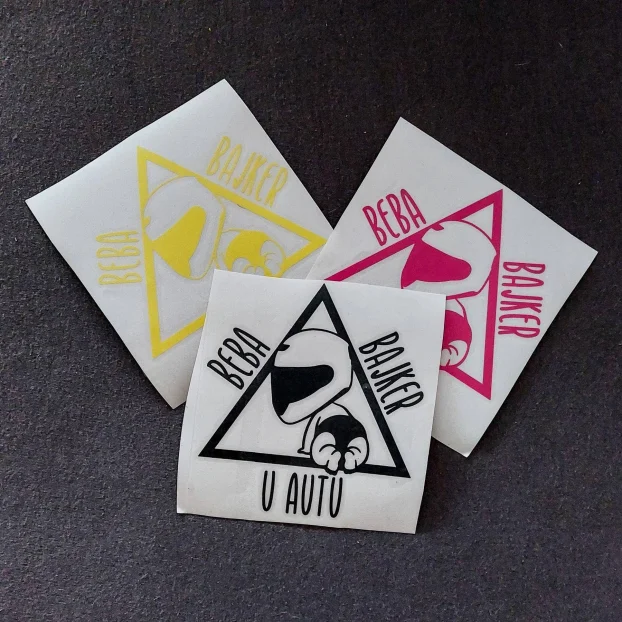 Beba bajker u autu stiker nalepnica biker baby sticker - KupujemProdajem