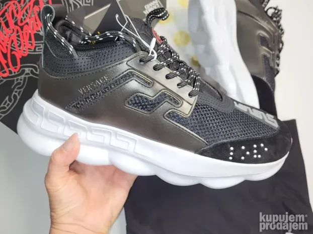 VERSACE CHAIN REACTION, Black Crne ; Nove Versaće Patike - KupujemProdajem