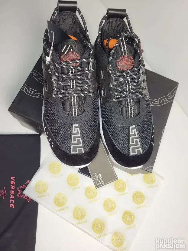 VERSACE CHAIN REACTION, Black Crne ; Nove Versaće Patike - KupujemProdajem