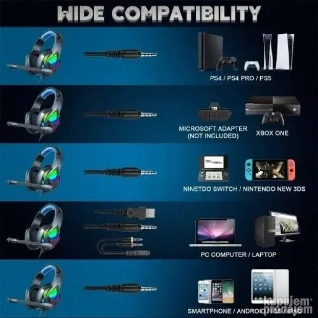 Gejmerske Rgb slušalice sa mikrofonom za racunar H100 - KupujemProdajem