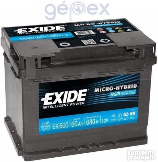 Akumulator 12V60Ah D+ EXIDE AGM - KupujemProdajem