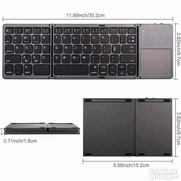Jelly Comb MINI sklopiva bluetooth tastatura sa touchpad-om ...