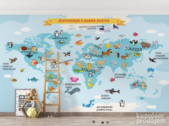 Karta sveta decija tapeta - Tapete za decu - Tapete za zid - KupujemProdajem