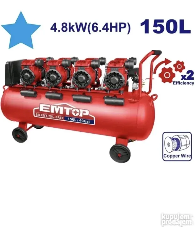 Kompresori besumni i bezuljni 6,15,24,50,150L EMTOP - KupujemProdajem