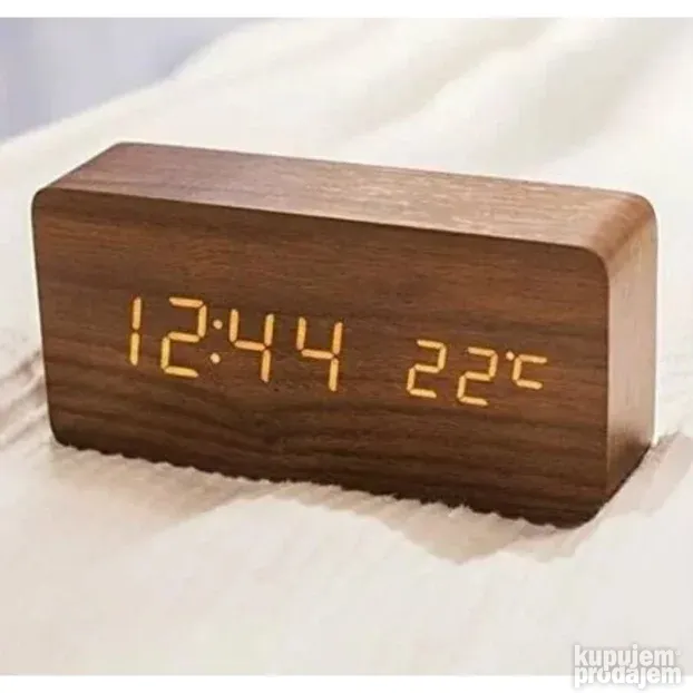 Drveni sat Digitalni sat Budilnik Wooden clock Digitalni sat ...