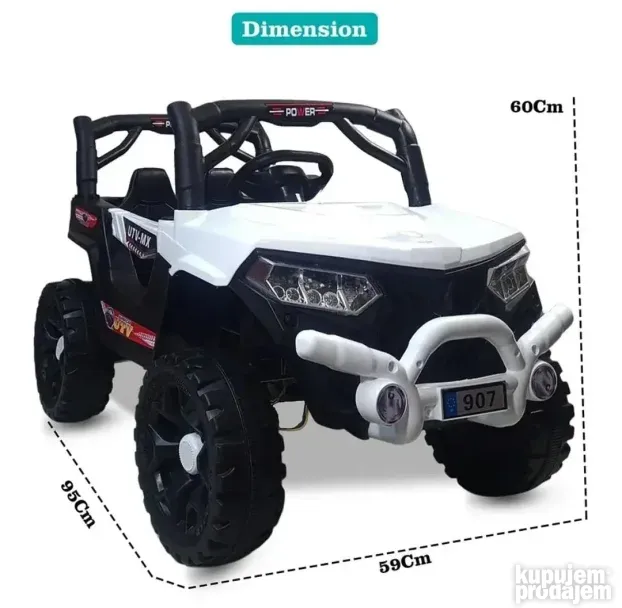 auto dzip za decu BELI i PLAVI crven jak akumulator daljinac ...