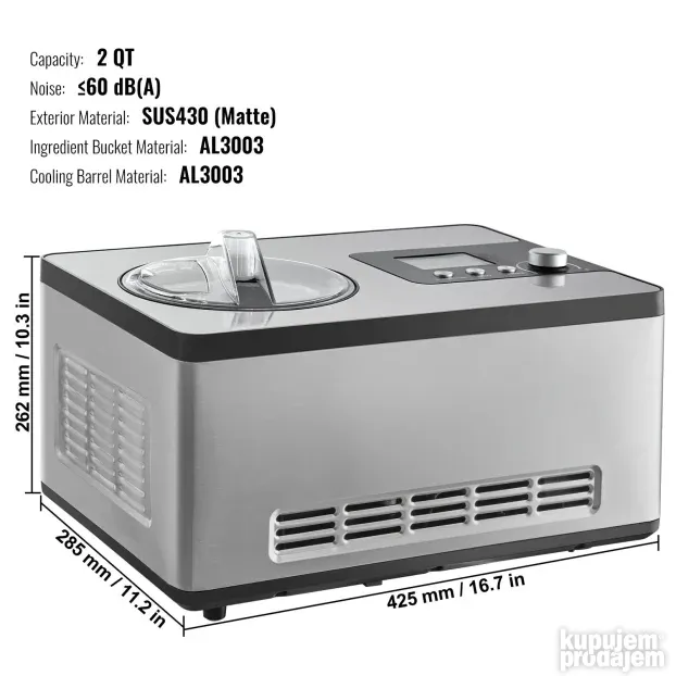 Mini Aparat Za Sladoled 2L 180W - KupujemProdajem