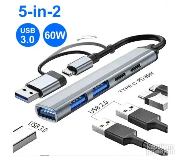 Hub 2 na 5 USB C type - KupujemProdajem