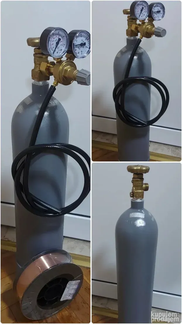 CO2 puna boca sa manometrima 5kg ( 7l ) + CO2 zica 0,8mm/5kg - KupujemProdajem