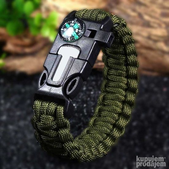 Paracord narukvica (kompas, pištaljka, nož, kresivo) - KupujemProdajem