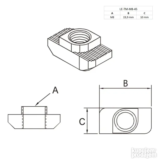 Prohromska T-matica za aluminijumski profil - KupujemProdajem