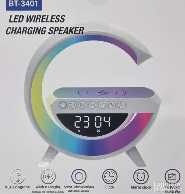 Pametna G lampa RGB 6u1radio, zvucnik, sat, lampa 6u1 BT3401 ...