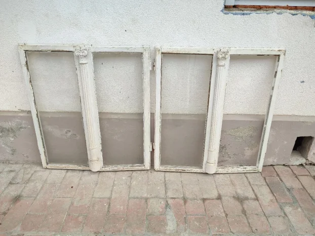 Stari drveni Svapski prozori 'grcki stub' mesingane T rucice ...