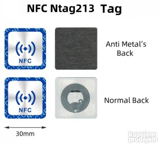 NFC 13,56 Tag Nalepnica - Anti Metal NFC 213 - KupujemProdajem