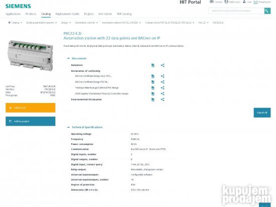 Siemens PXC22-E.D Automation Station 22 data point BACnet IP ...