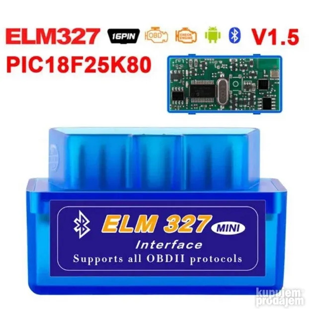 Autodijagnostika OBD2, ELM 327 sa dve ploce. PIC18F25K80 čip ...