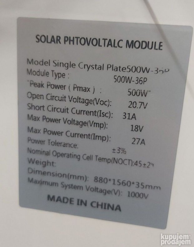 Paneli solarni 500W; Solarne Ploče Mono&Polikristaln AKCIJA ...