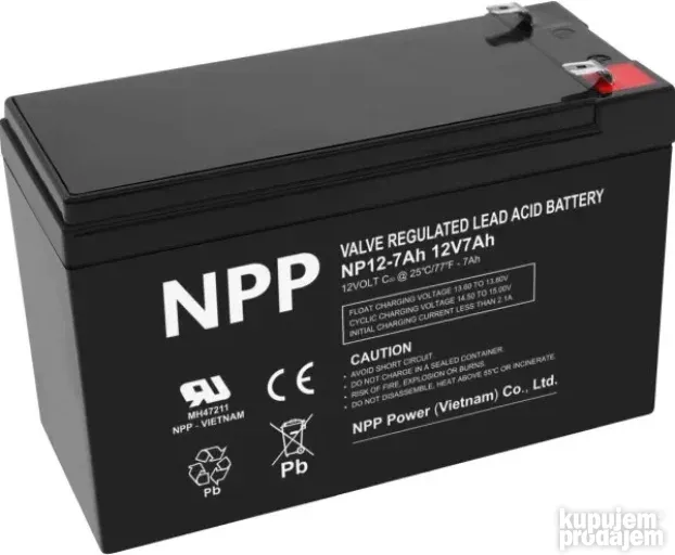 NPP VRLA AGM Akumulator Baterija 12v 7Ah NP12V-7Ah - KupujemProdajem