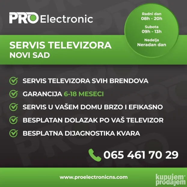 SERVIS TELEVIZORA Novi Sad Pro Electronic 0654617029 - KupujemProdajem