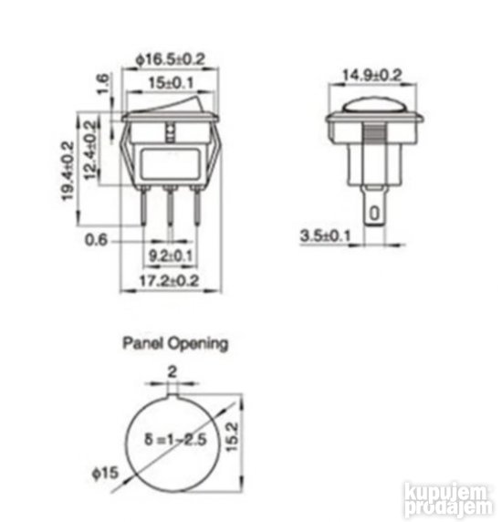 Dvopolni ugradni prekidaci crni NOVO - KupujemProdajem