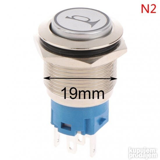Metalno dugme prekidač taster sirene 19 mm 12V osvetljen - KupujemProdajem