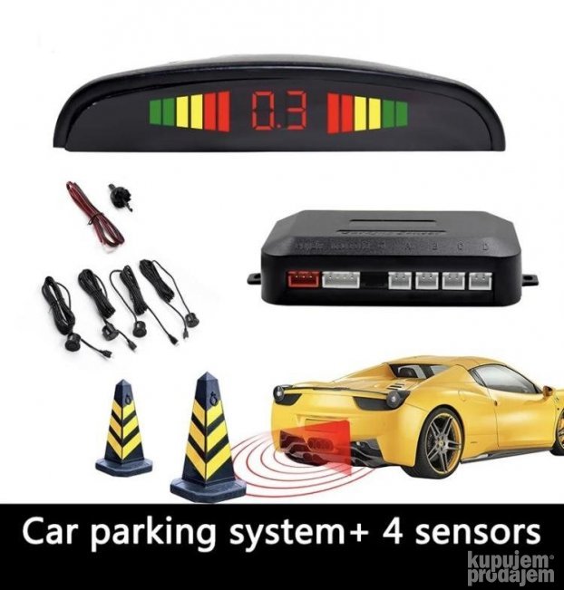 Univerzalni parking senzori za auto 4 senzora LCD ekran - KupujemProdajem