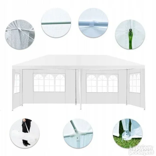 Baštenski paviljon 6x3m vodootporan šator za zabavu - KupujemProdajem