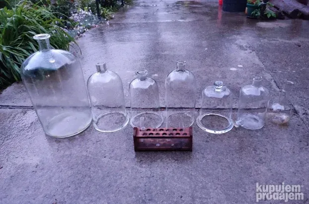 Stare apotekarske staklene boce, poklopci, epruvete - KupujemProdajem