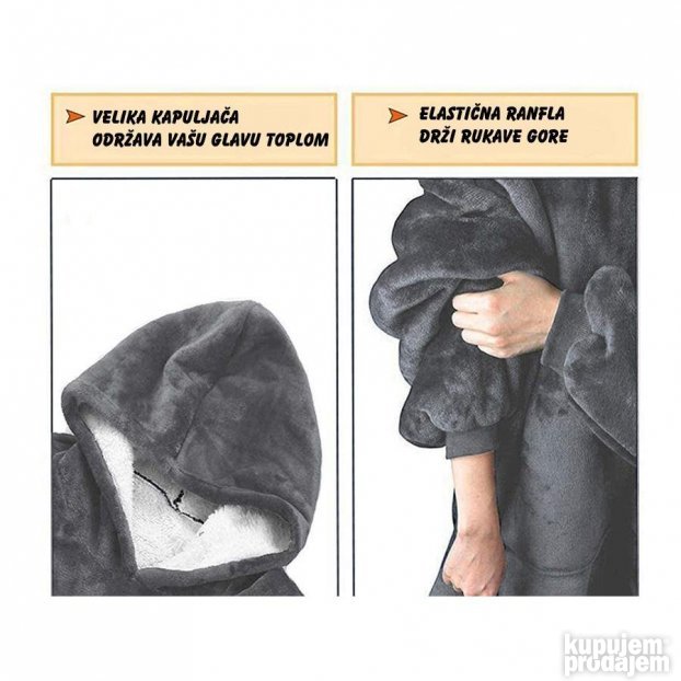 Duks ćebe Hoodi cebe sa rukavima i kapuljacom - KupujemProdajem