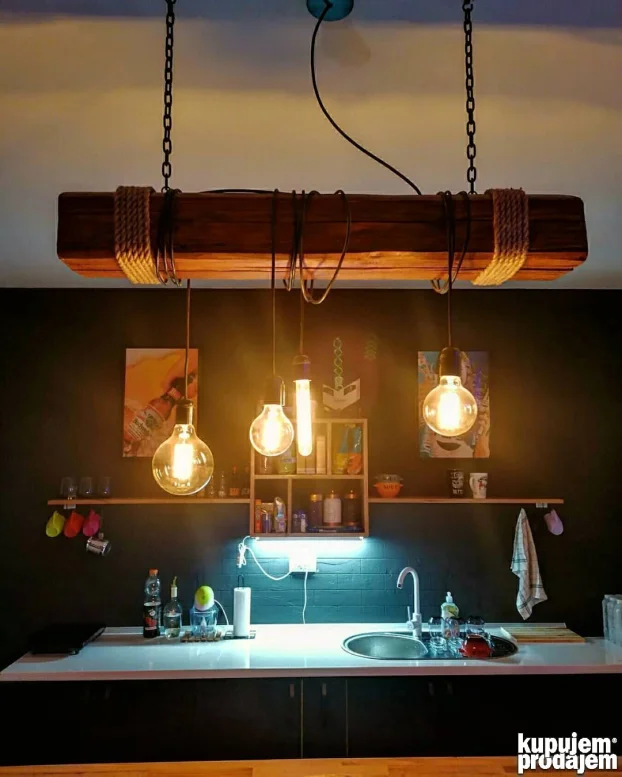 Luster stara greda Vintage Rustik Retro drvena visilica - KupujemProdajem