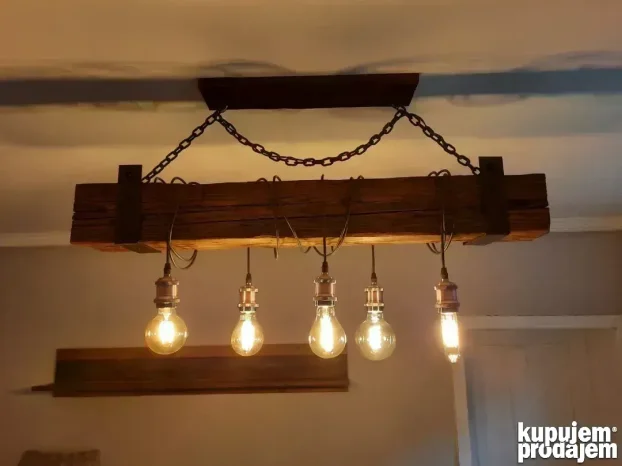Luster stara greda Vintage Rustik Retro drvena visilica - KupujemProdajem