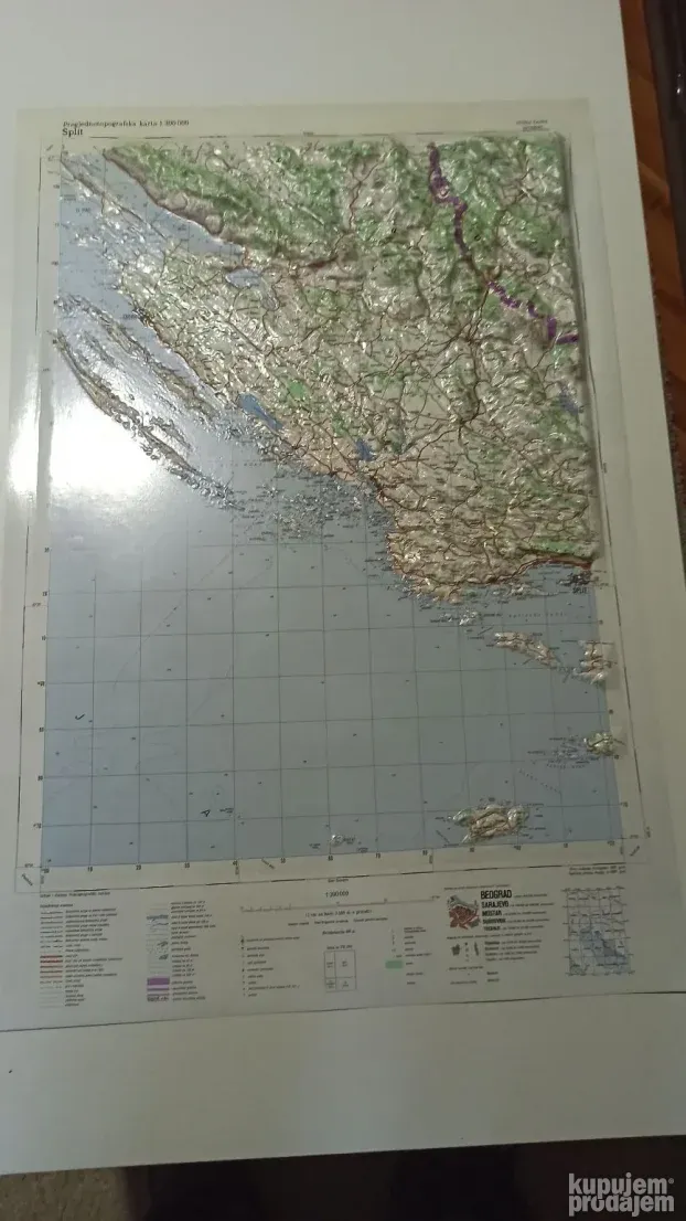 Reljefna karta Splita1:300000 - KupujemProdajem