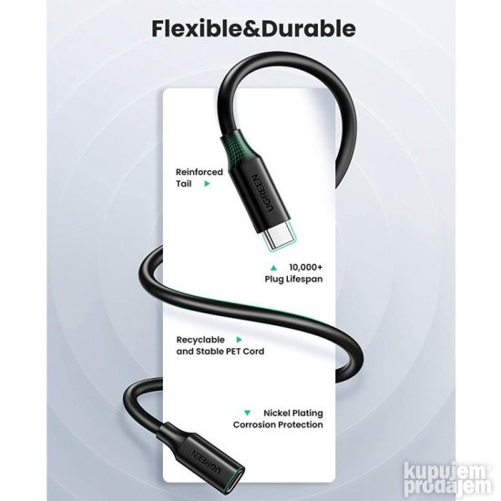 USB-C na USB-C produzni kabl M/F Ugreen US353 1m - KupujemProdajem