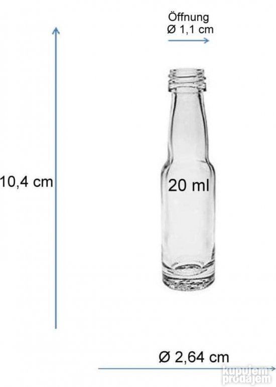 Staklene boce mini 20 ml MIKKEN 20kom - KupujemProdajem