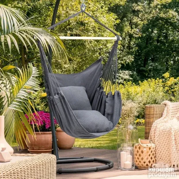 Viseca ljuljaska CRNA I BEŽ Ljuljaska za dvoriste terasu - KupujemProdajem