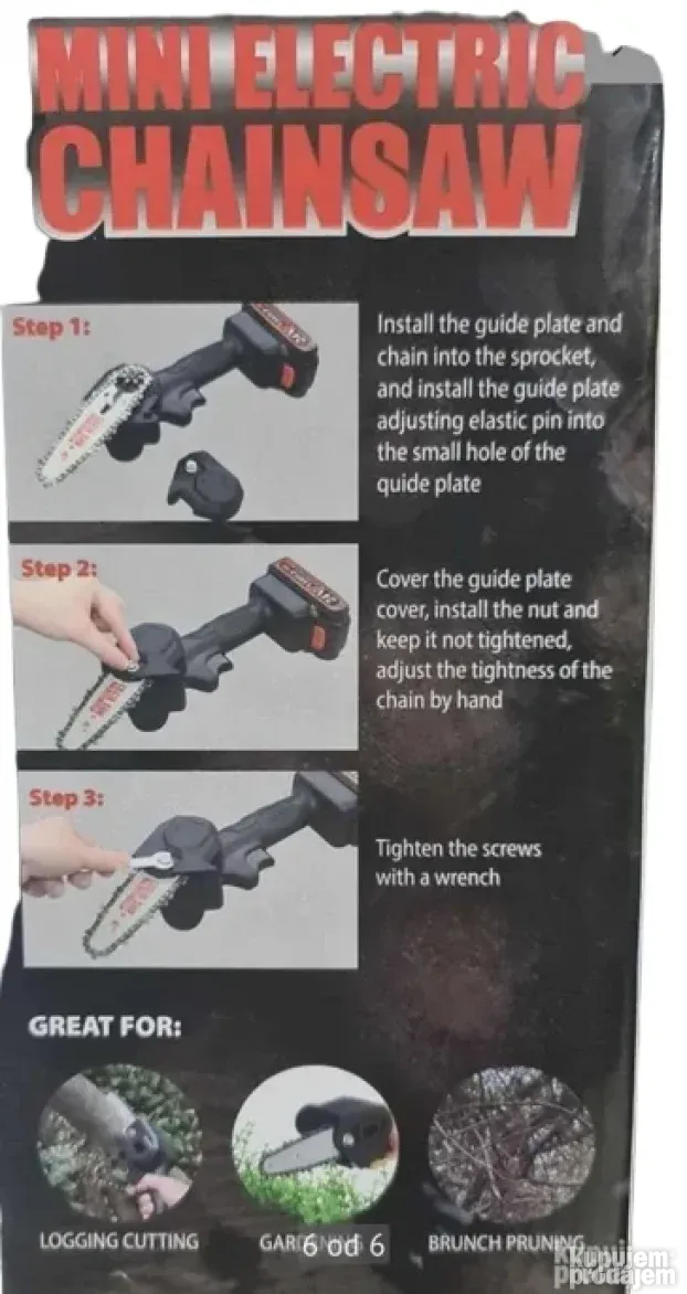 Testera-Mini elektricna testera-Set sa lancem i kljucem-24W ...