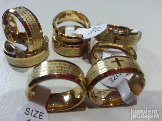 prsten burma hiruski celik gold sa molitvom - KupujemProdajem