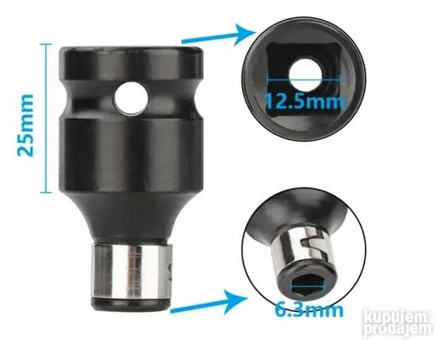 Adapter za nasadni ključ 1/2" kvadratni na 1/4" šestougaoni - KupujemProdajem