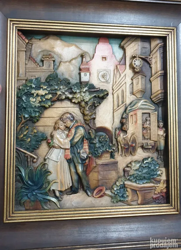 Carl Spitzweg Genuine Wood Carved Pictures Der Abschied ANRI ...