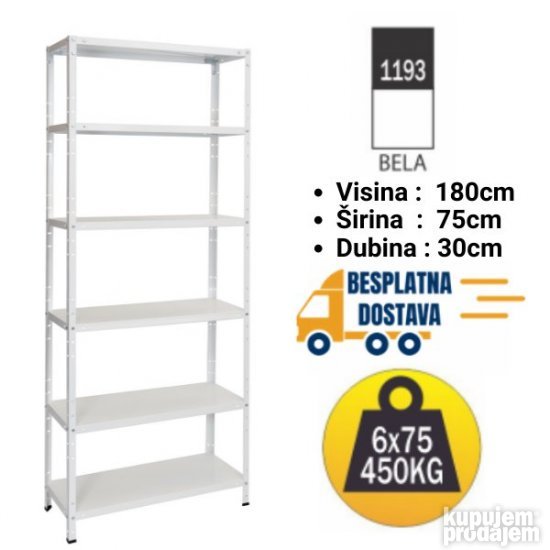 Metalne montazne police: Metalna polica 170x75x30cm 5x75kg ...