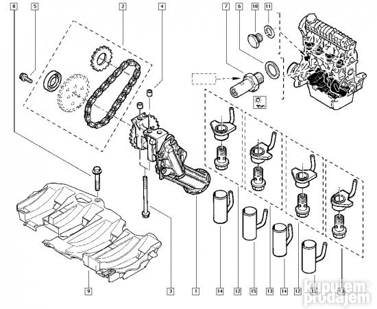 Reno Clio 1.9D Lanac Lancanik Uljne Pumpe 98-06, NOVO - KupujemProdajem